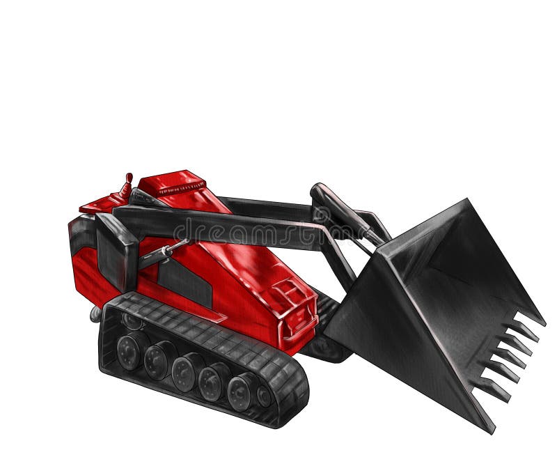 A Small Red Bulldozer Illustration Stock Illustration - Illustration of ...