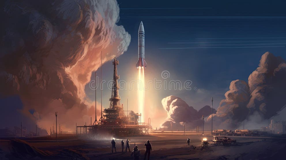 Illustration of Small Rocket Launch Stock Illustration - Illustration ...