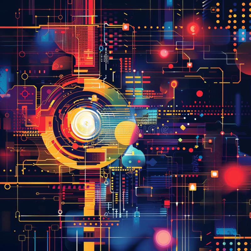 Illustration of a Smart Automation Icon on a Colorful Energetic ...