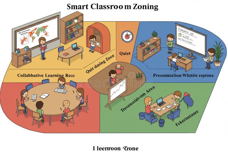 Illustration of a Smart Classroom Divided into Zones. the ...