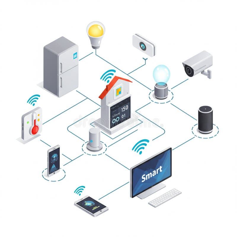 Illustration of a Smart Home Ecosystem Featuring Interconnected Devices ...