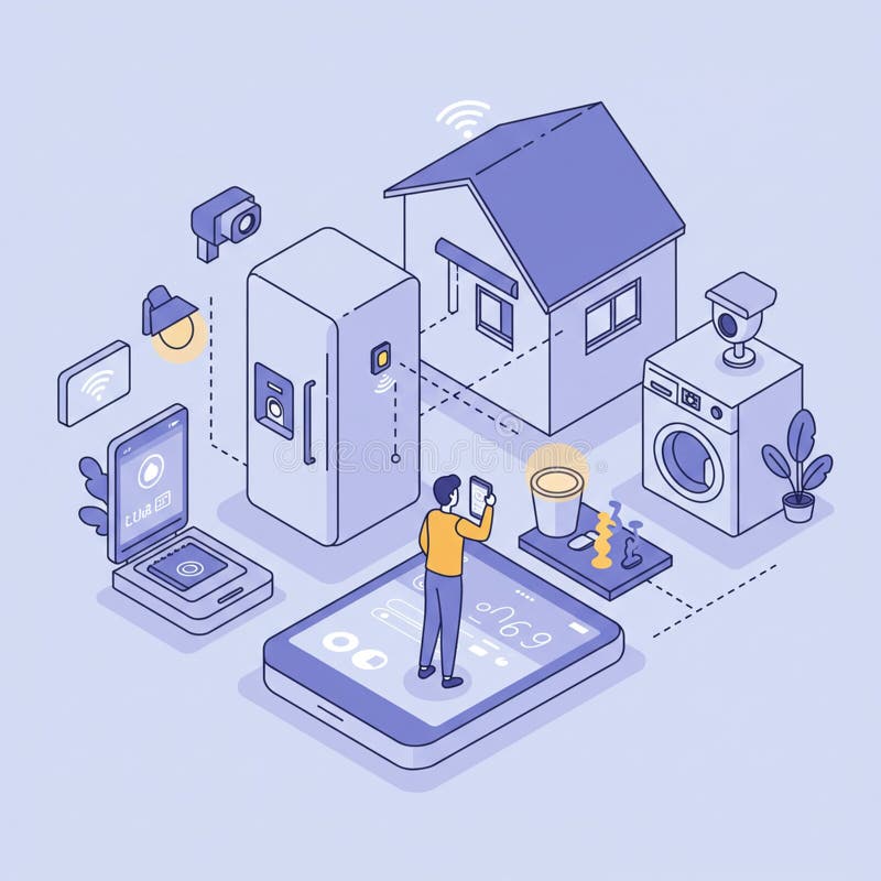 Illustration of a Smart Home Ecosystem with Interconnected Devices ...