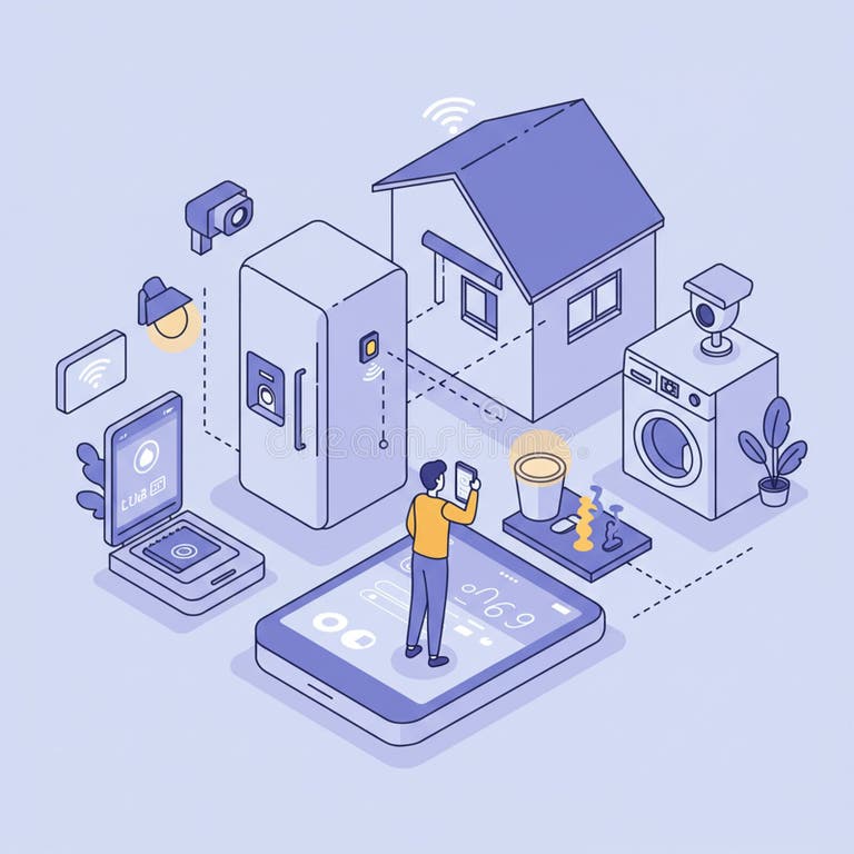 Illustration of a Smart Home Ecosystem with Interconnected Devices ...