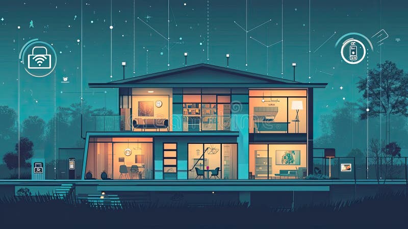 Illustration of a Smart Home Stock Illustration - Illustration of ...