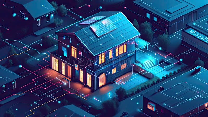 Illustration of a Smart Home Stock Image - Image of green, home: 302113415