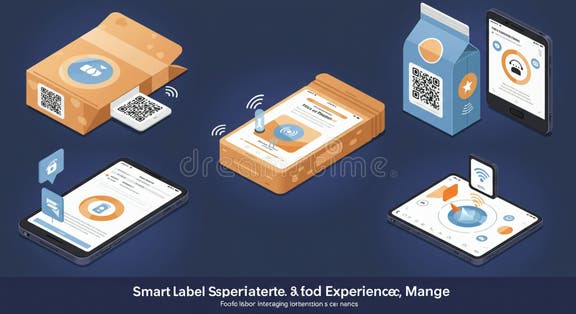 Illustration of Smart Labeling Technology with Isometric Designs of ...
