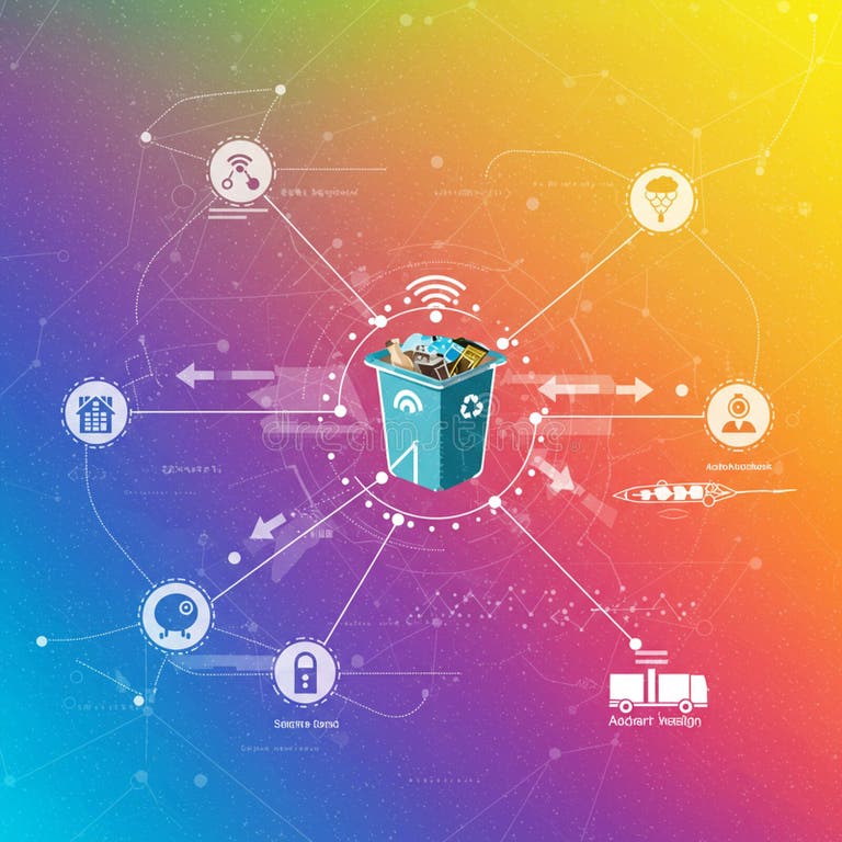 An Illustration of a Smart Waste Management System on a Multicolored ...