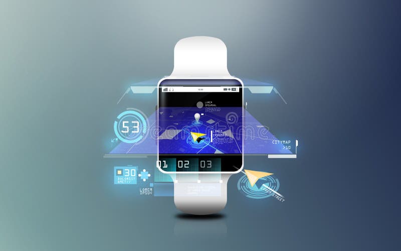 Illustration of Smart Watch with Gps Navigator Map Stock Illustration ...