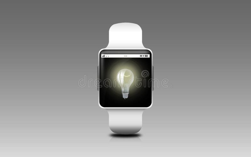Illustration of Smart Watch with Light Bulb Icon Stock Illustration ...
