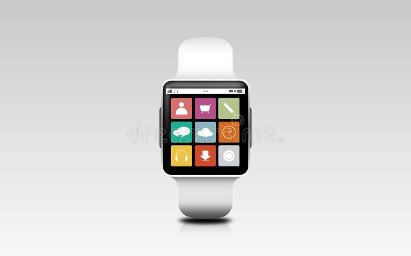 Illustration of Smart Watch with Menu Icons on Screen Stock ...