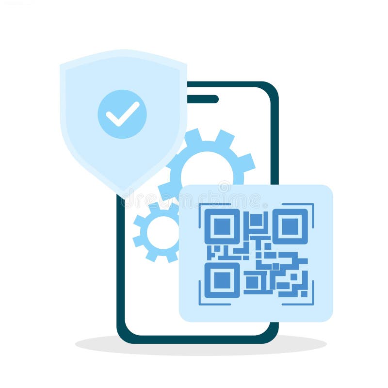 Illustration of a QR Code To Enhance Mobile Security, Verify Identity, and Protect Data with Two ...
