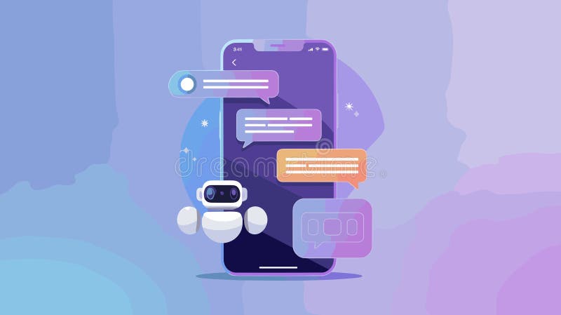 AI Chatbot Interaction on Mobile Device Stock Vector - Illustration of ...