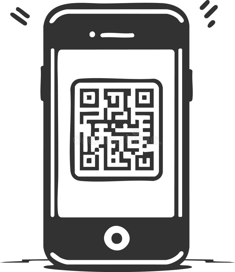 Illustration of a Smartphone Displaying a QR Code on the Screen. Stock ...