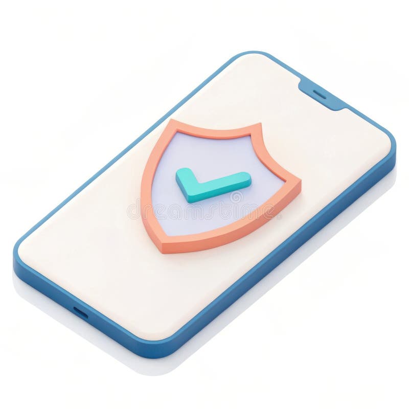 Illustration of a Smartphone Displaying a Security Shield Icon with a ...