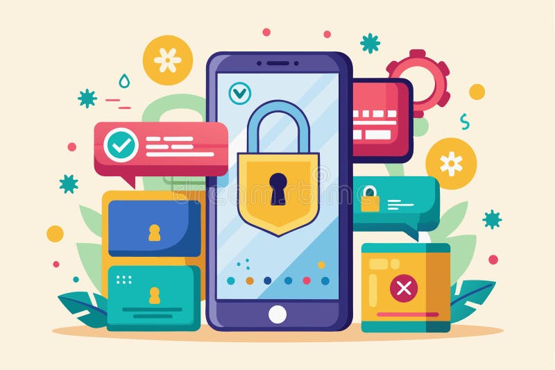 An Illustration of a Smartphone with a Lock Icon on the Screen ...