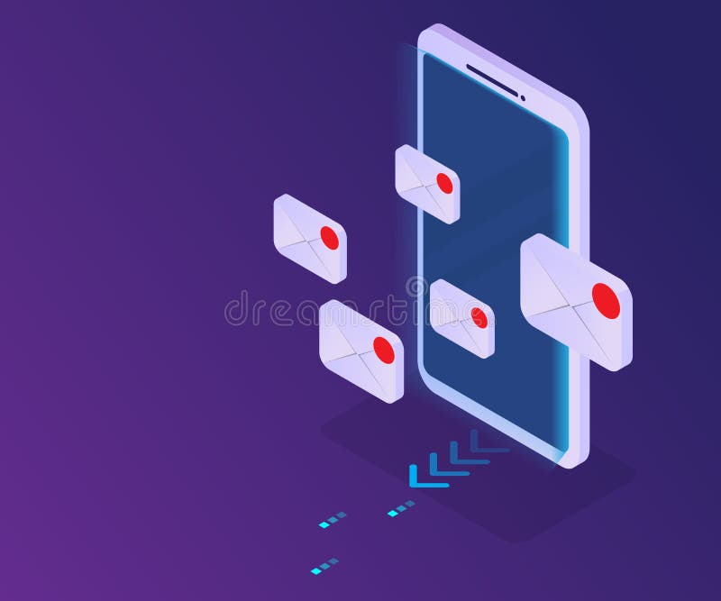 Smartphone with New Message Email Icon Stock Vector - Illustration of ...