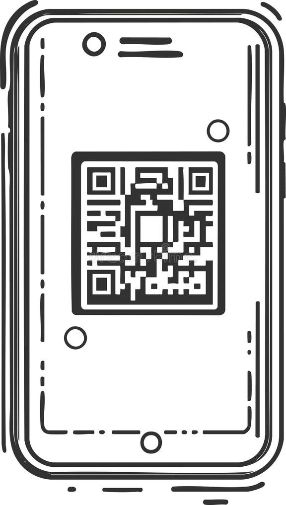 Illustration of a Smartphone Screen Displaying a QR Code Graphic. Stock ...