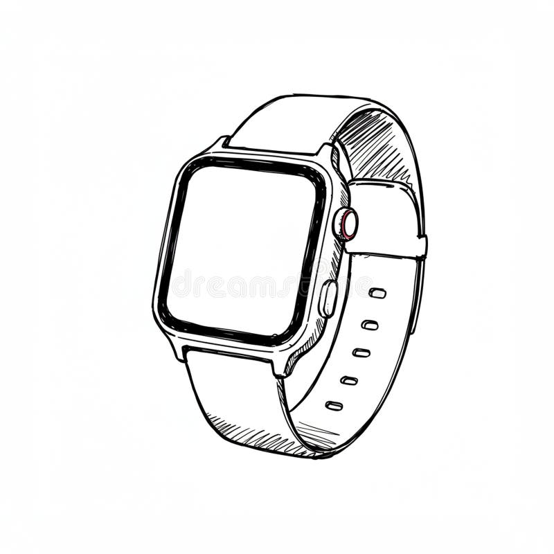Llustration of a Smartwatch with a Rectangular Screen and Rounded Edges ...