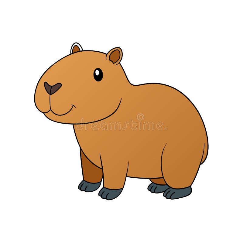 Capybara Cute Set. Vector Illustration of Cartoon Swimming Capybaras ...