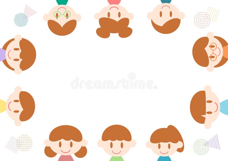 Illustration of Smiling Children. Cute Kids Frame. Blank for Text Space ...