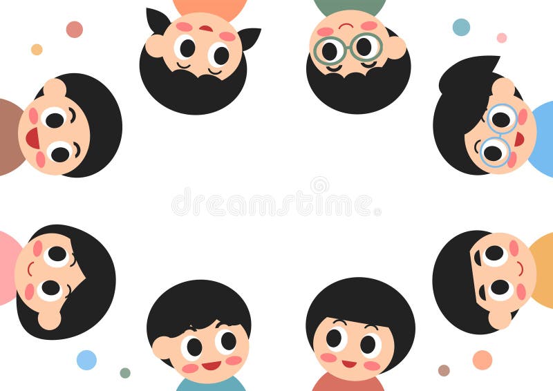 Illustration of Smiling Children. Cute Kids Frame. Blank for Text Space ...