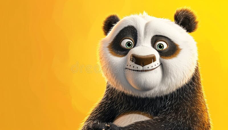 Illustration of a Smiling Panda on a Bright Yellow Background Stock ...