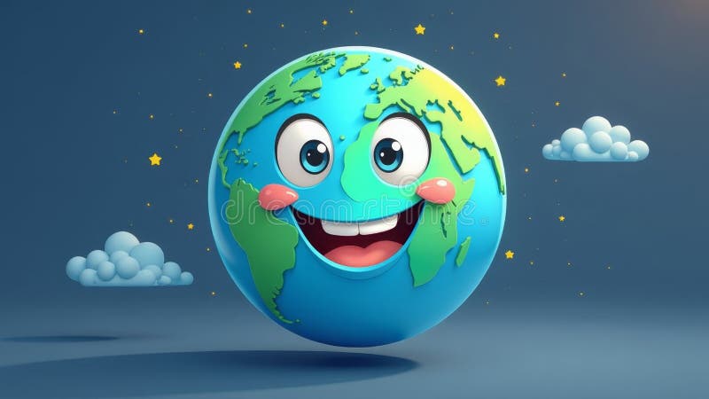 Illustration of Smiling Planet on Light Blue Background Stock Image ...