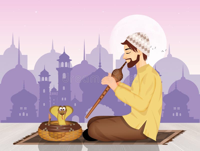 Illustration of Snake Charmer Man Stock Illustration - Illustration of ...