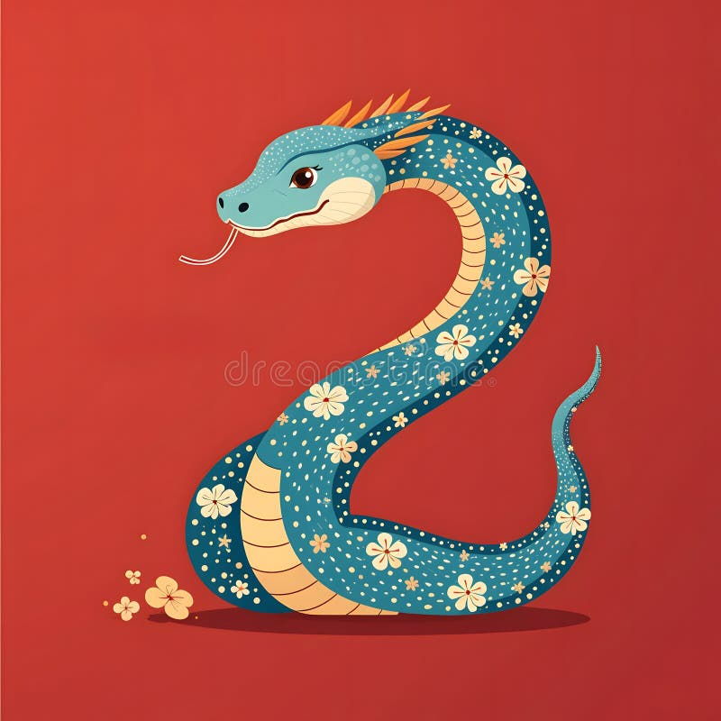 Illustration of a Snake with Floral Patterns Stock Illustration ...