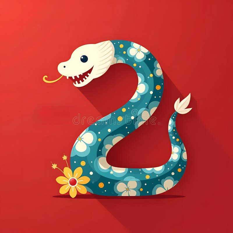 Illustration of a Snake with Floral Patterns Stock Illustration ...