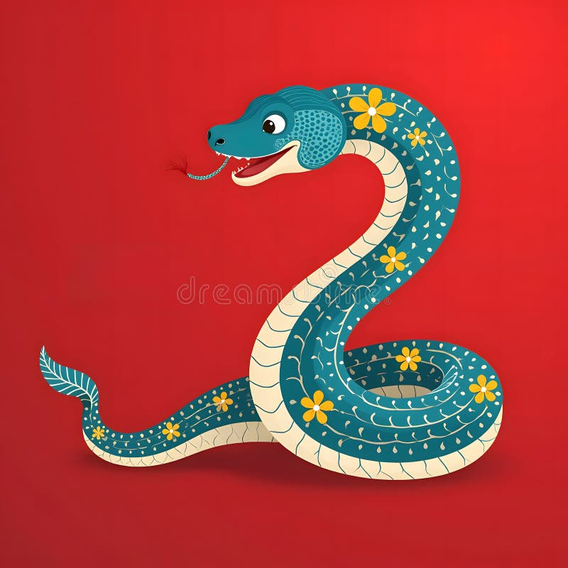 Illustration of a Snake with Floral Patterns Stock Illustration ...