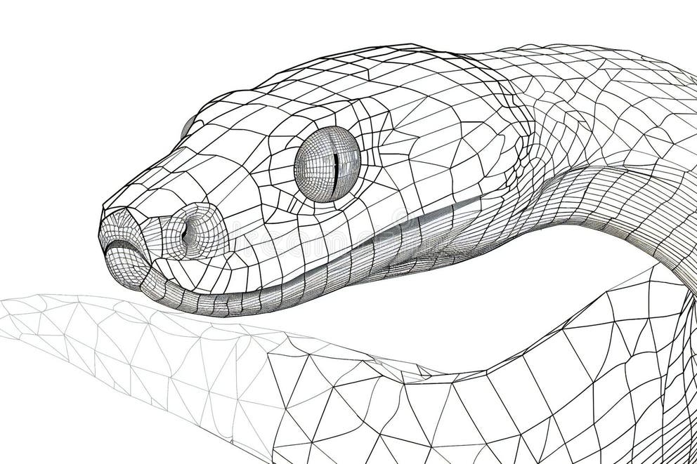Snake in the Form of a Wireframe Stock Illustration - Illustration of ...