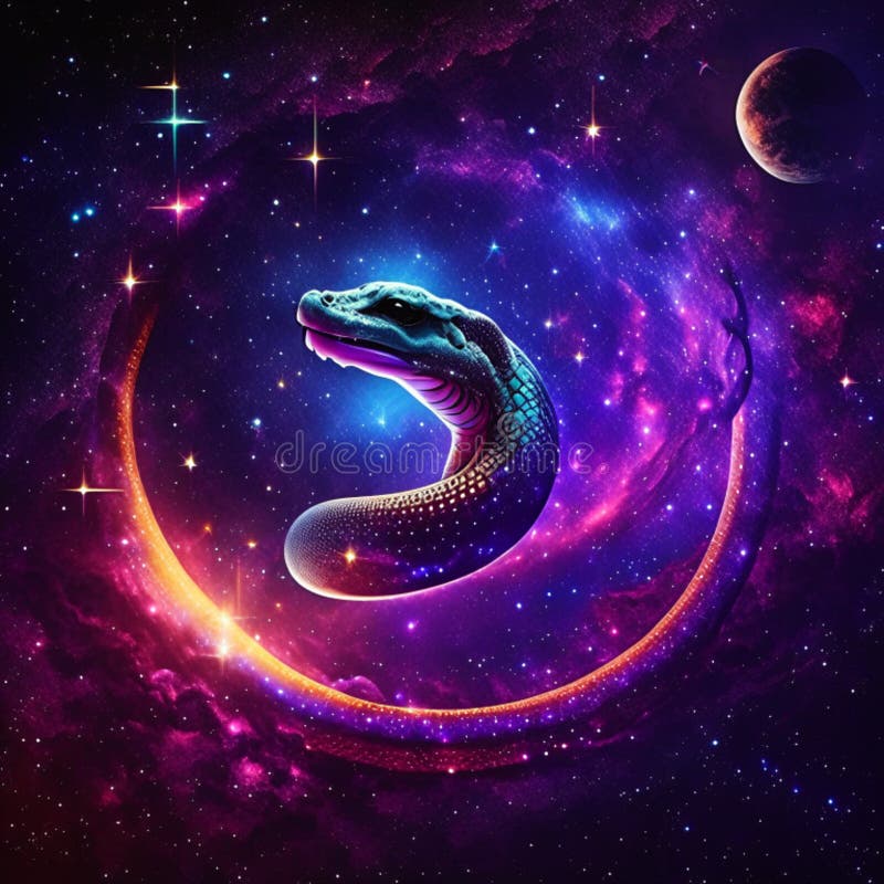 A Snake with a Cosmic Pattern on Its Back Making an Infinity Sign ...