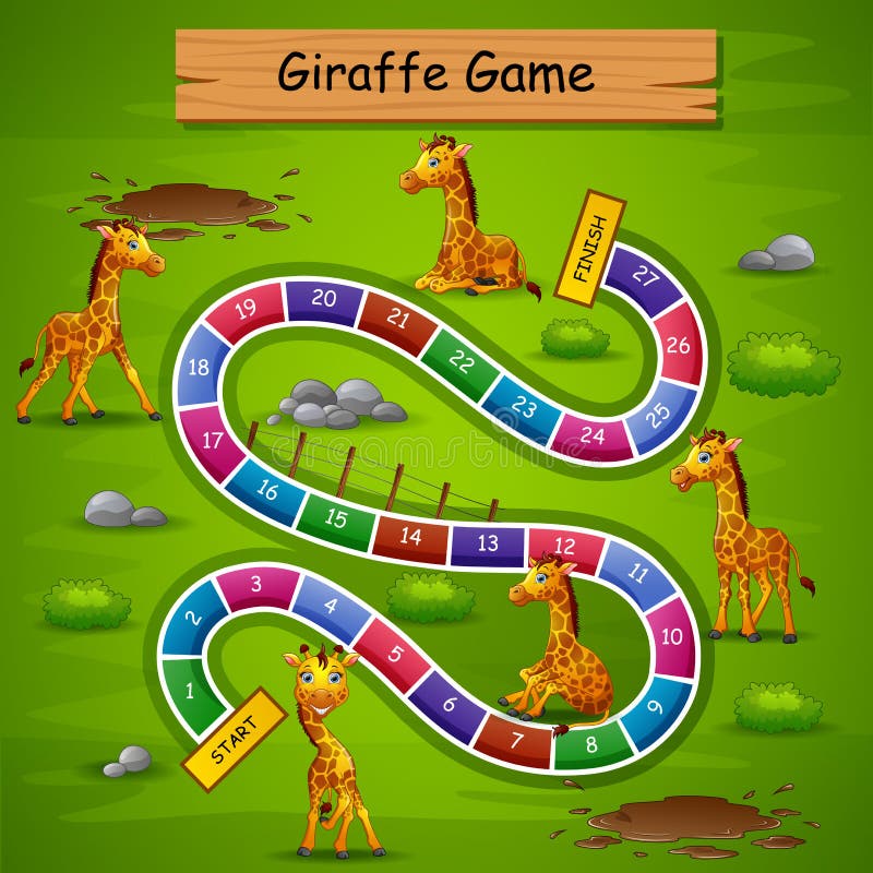 Snakes and Ladders Game Giraffe Theme Stock Vector - Illustration of ...