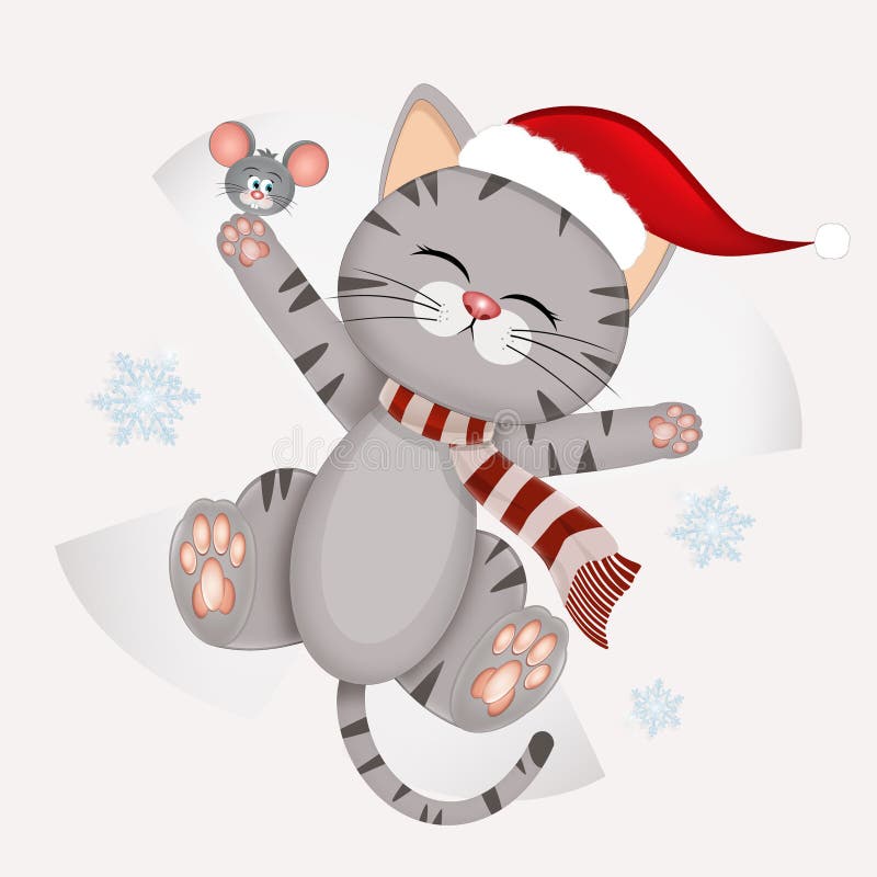 Illustration of Snow Angel Cat Stock Illustration - Illustration of ...