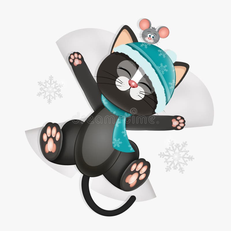 Illustration of Snow Angel Cat Stock Illustration - Illustration of ...