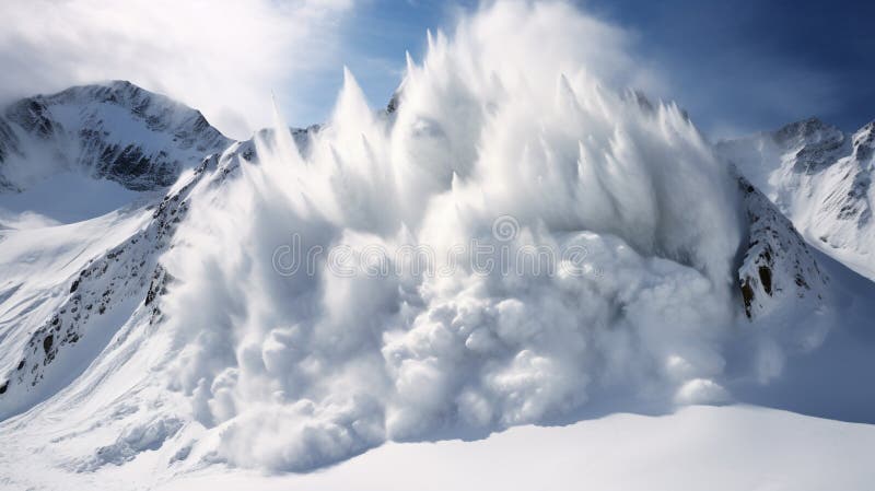 Illustration of a Snow Avalanche in the Mountains. Generative AI Stock ...