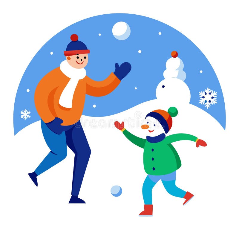 Illustration of Snowball Outdoors in Winter Holidays at Christmas Time ...