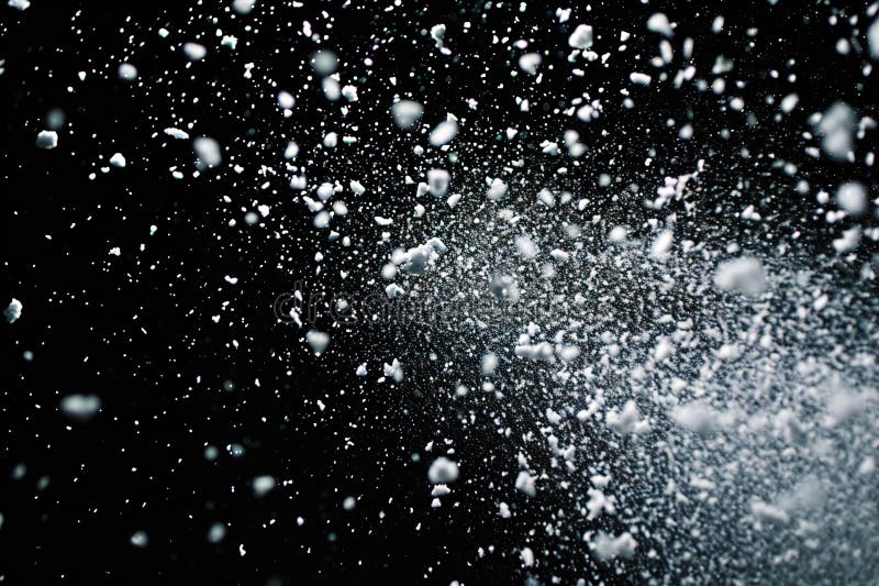 Snowfall on a Black Background, Snowflakes Fly in the Air Stock ...