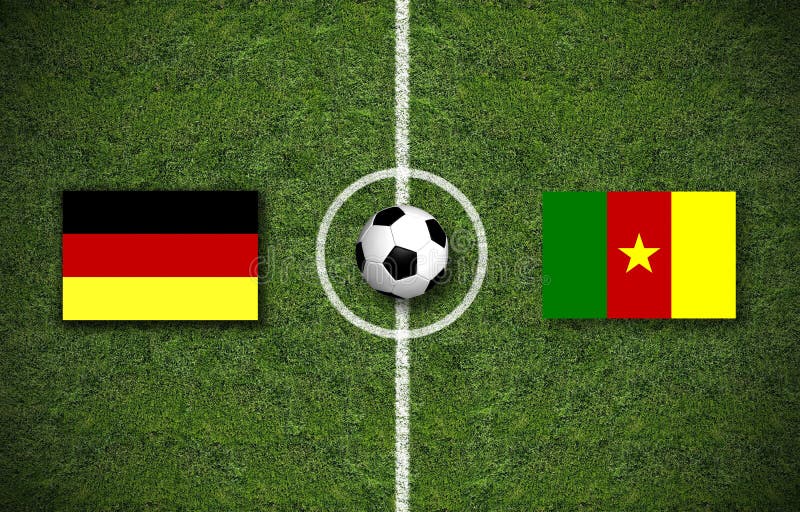 Illustration of the Soccer Field with Flags of Germany and Cameroon on ...