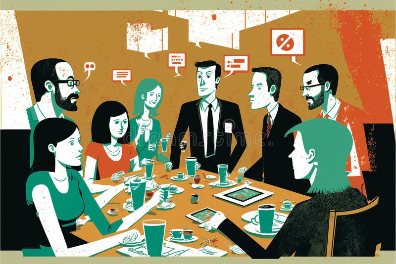 The Illustration of Social Business Meeting Stock Illustration ...