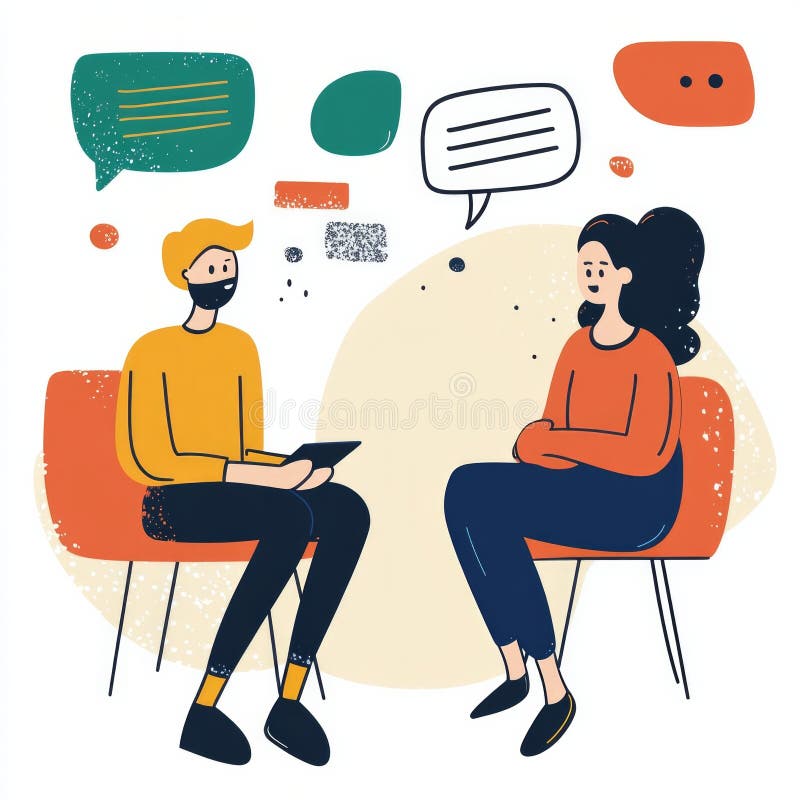 Illustration of a Social Distanced Conversation with Speech Bubbles and ...