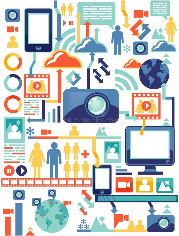 Social Media Cartoon Icons Colorful Pattern Stock Vector - Illustration ...