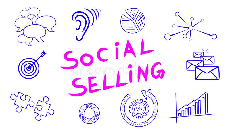 Concept of social selling stock illustration. Illustration of internet ...