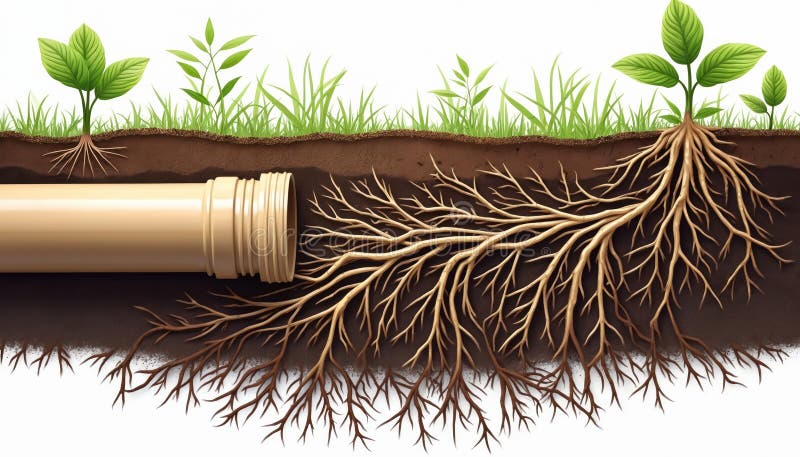 Illustration of Soil Cross-section Featuring Plant Roots Intertwined ...