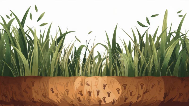 Illustration of Soil Layers with Grass and Animal Footprints ...
