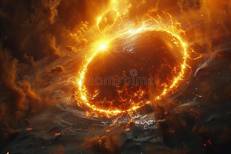 A Solar Eclipse is Bright with Orange Light, High Quality, High ...