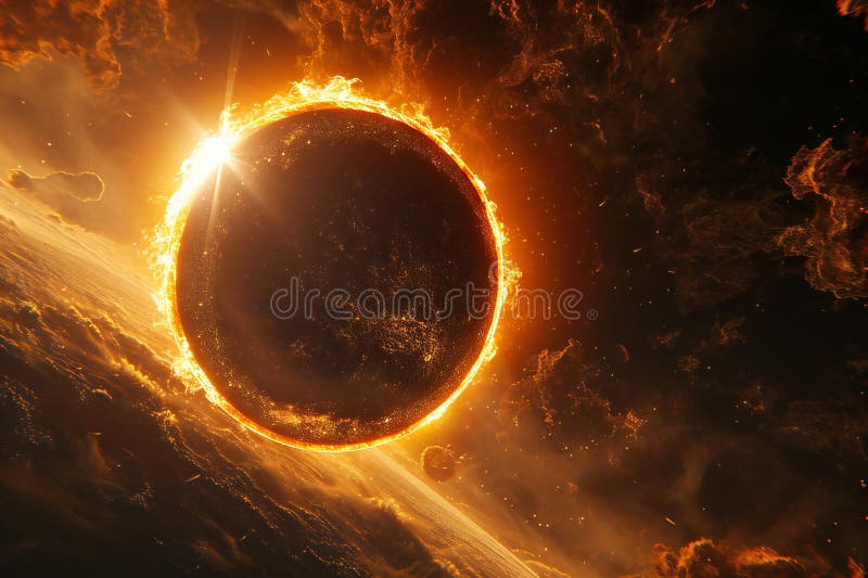 Solar eclipse in space stock illustration. Illustration of universe ...