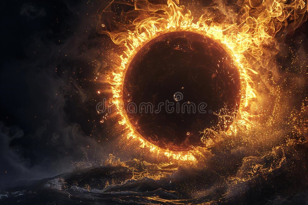 A Solar Eclipse, with the Sun and Moon Merging in an Explosion of Light ...