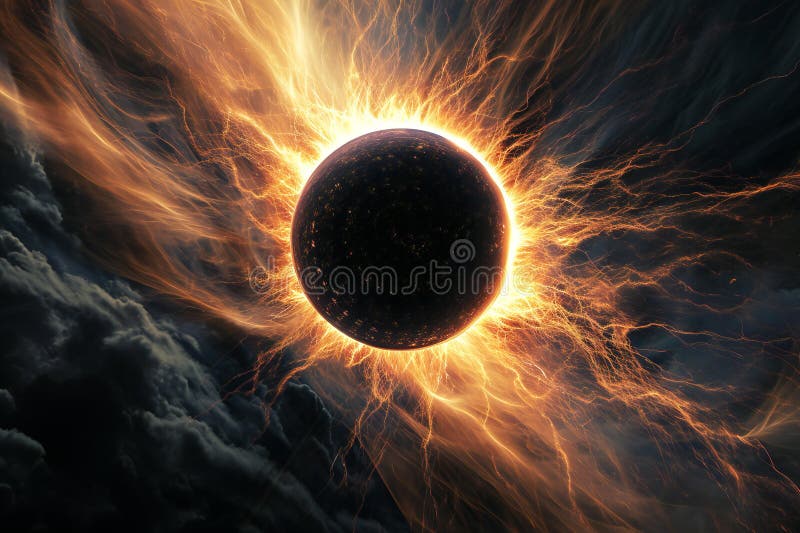 Solar Eclipse of the Sun in the Universe Stock Illustration ...